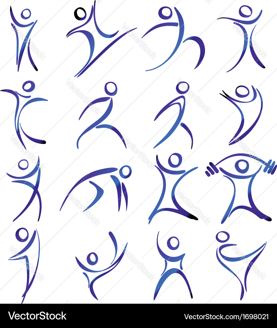 Abstract human figures in action Royalty Free Vector Image