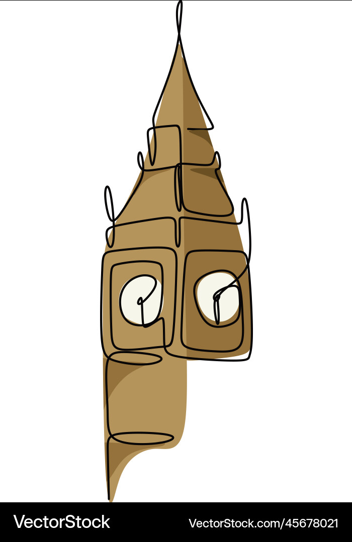 Big Ben Clock Tower Line Drawing Royalty Free Vector Image