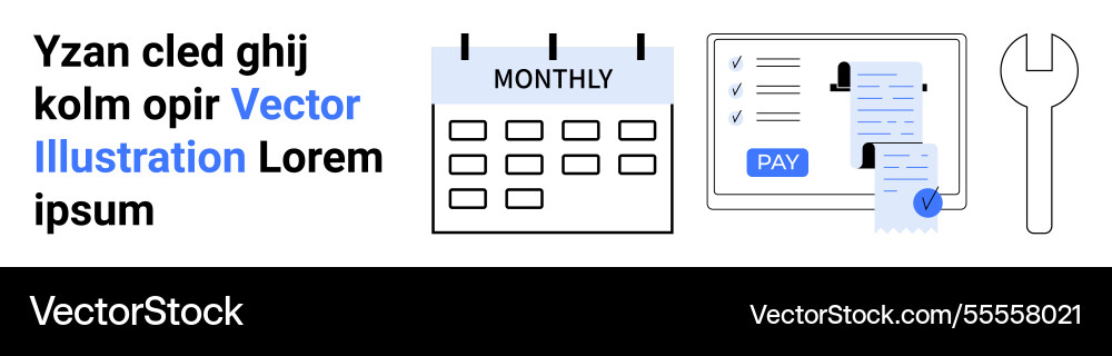 Calendar invoice payment receipt and tools Vector Image