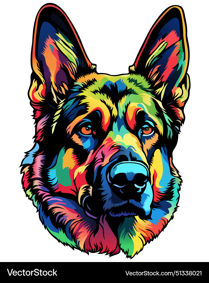 Colorful german shepherd dog portrait Royalty Free Vector