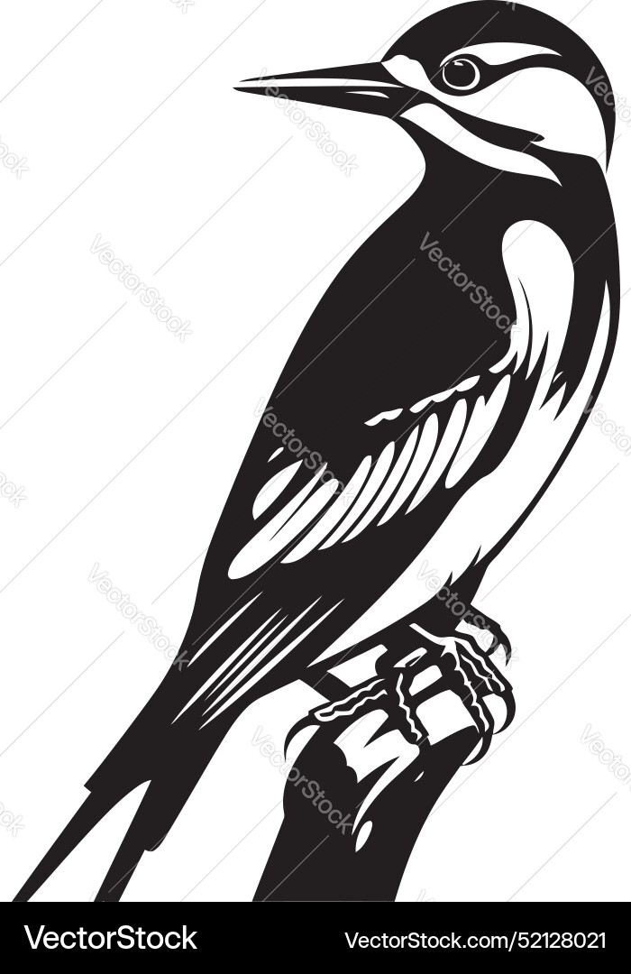 Crested carver logo design with woodpecker emblem Vector Image