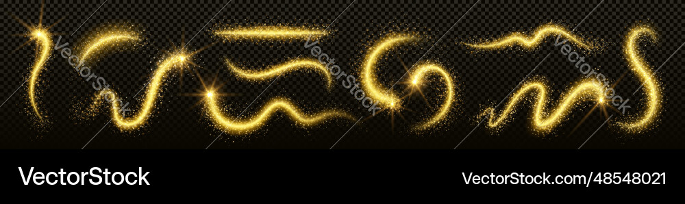 Fairy magic golden light trail with flash and dust