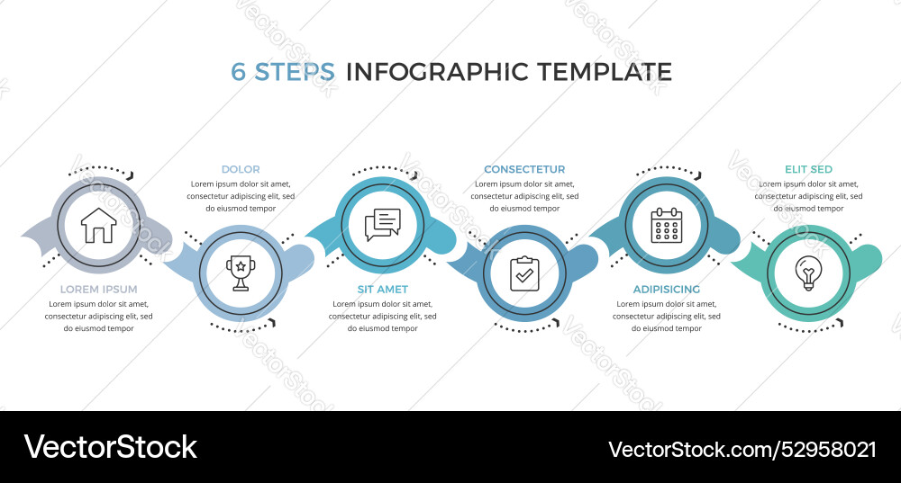 Infographic template with 6 connected circles Vector Image