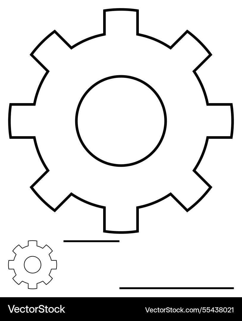 Large gearwheel with a smaller gear beside Vector Image