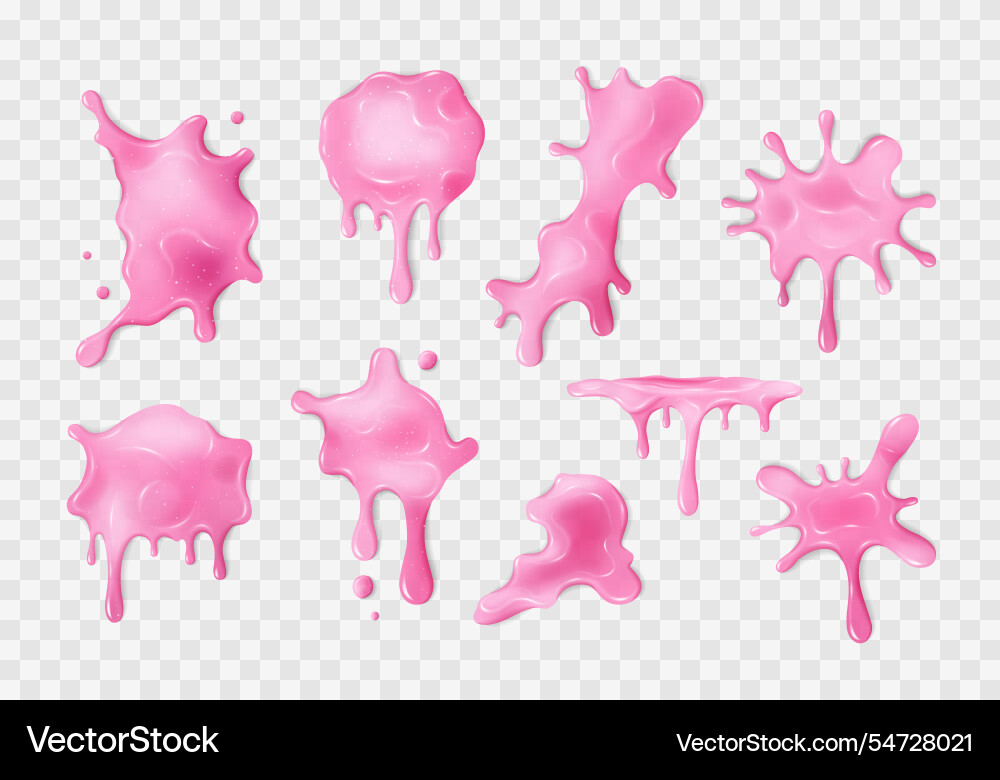 Liquid pink slime blot set isolated elements Vector Image