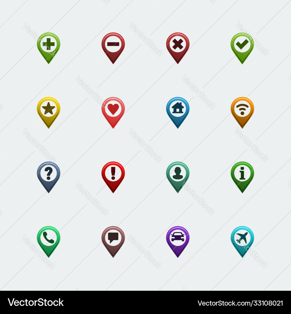 Mini Map Pins Icon Set Royalty Free Vector Image