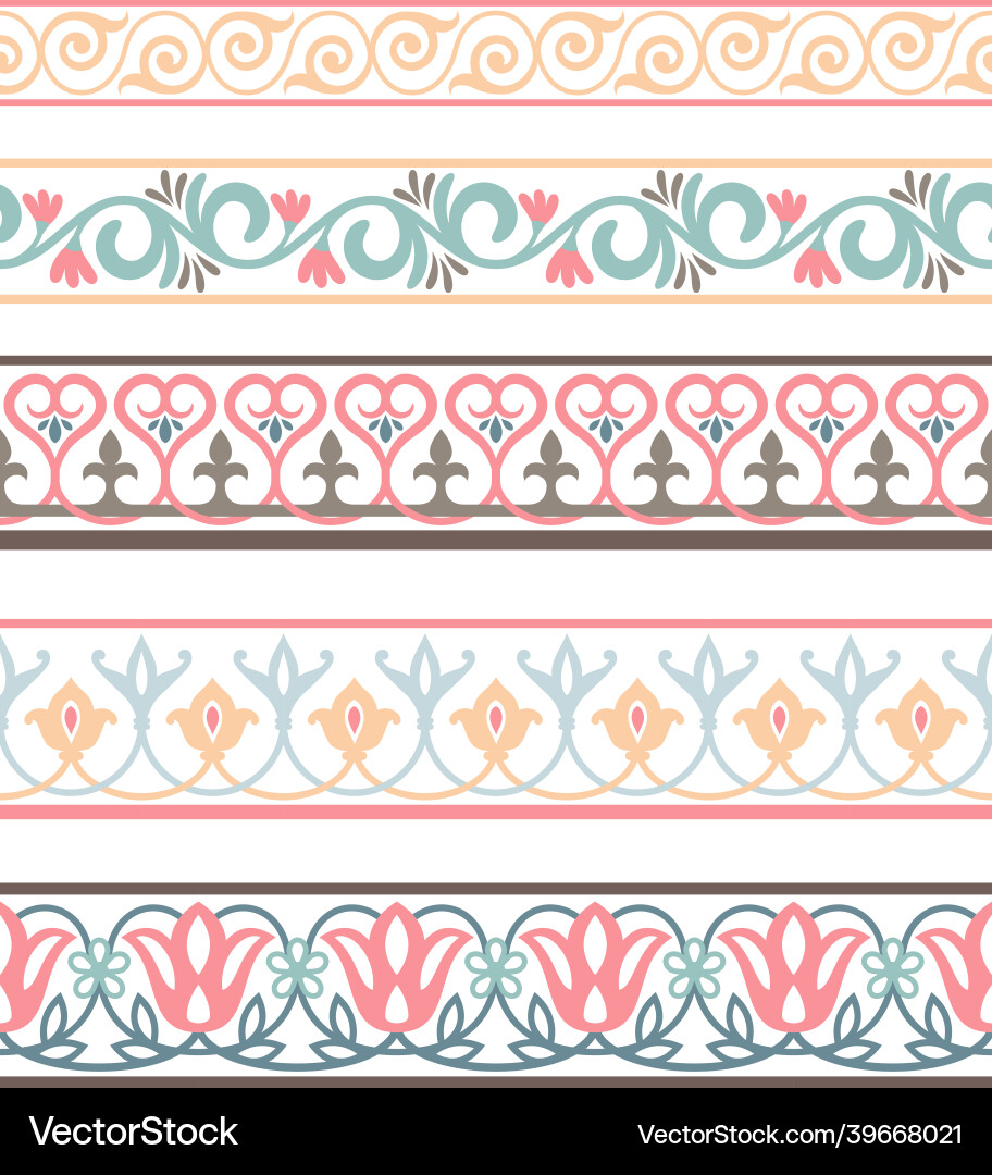 Russian seamless borders slavic ornament Vector Image