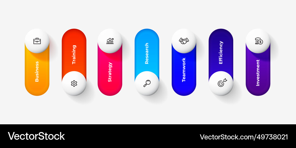 Seven vertical rounded banners with circles Vector Image