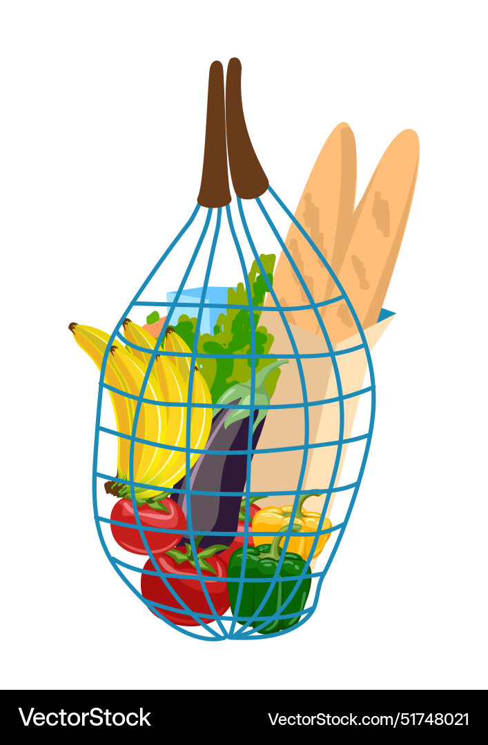 String bag with groceries Royalty Free Vector Image