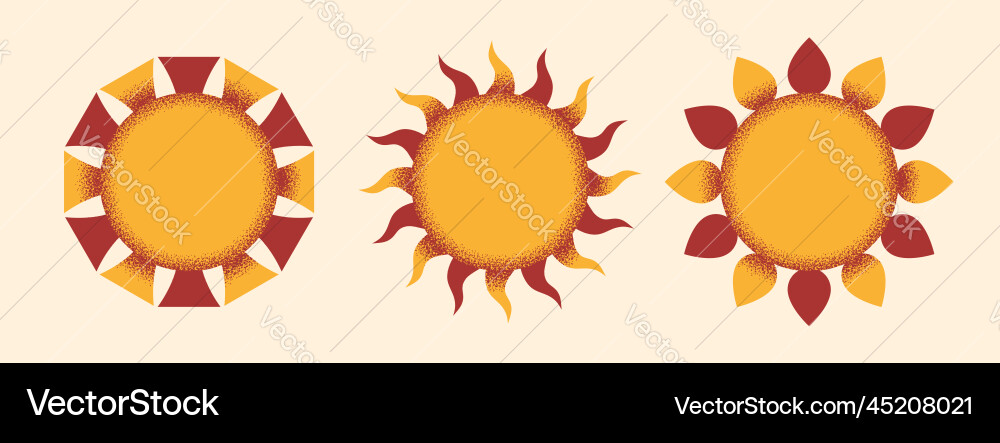 Three blank sun shapes set 1 Royalty Free Vector Image