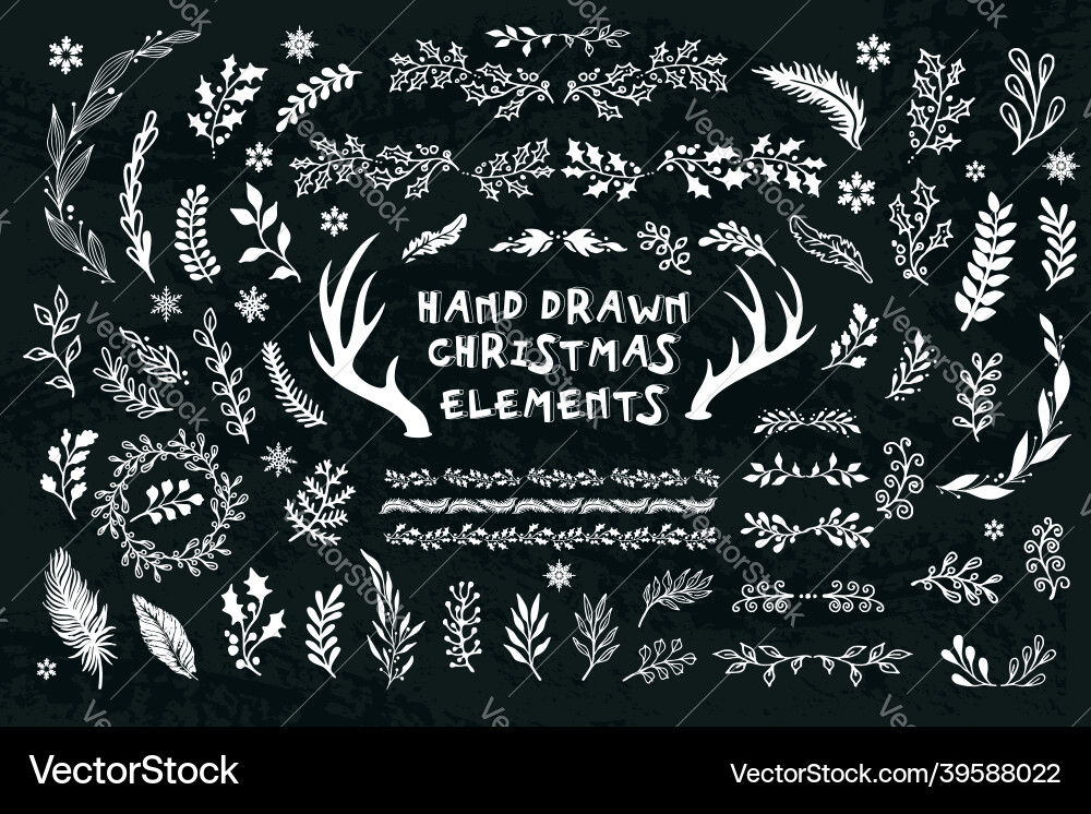 Collection hand drawn design elements Royalty Free Vector
