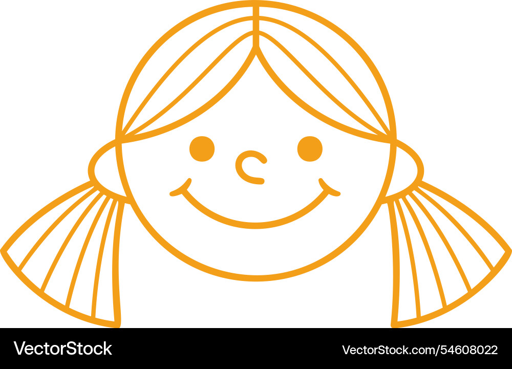 Cute girl face smiling scribble Royalty Free Vector Image
