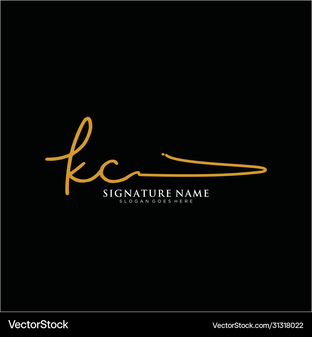 KC Initials Signature Logo Royalty Free Vector Image