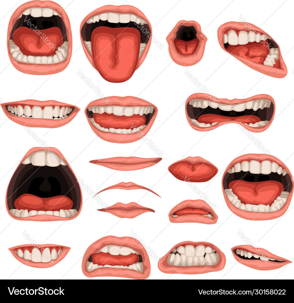 Male mouth set Royalty Free Vector Image - VectorStock
