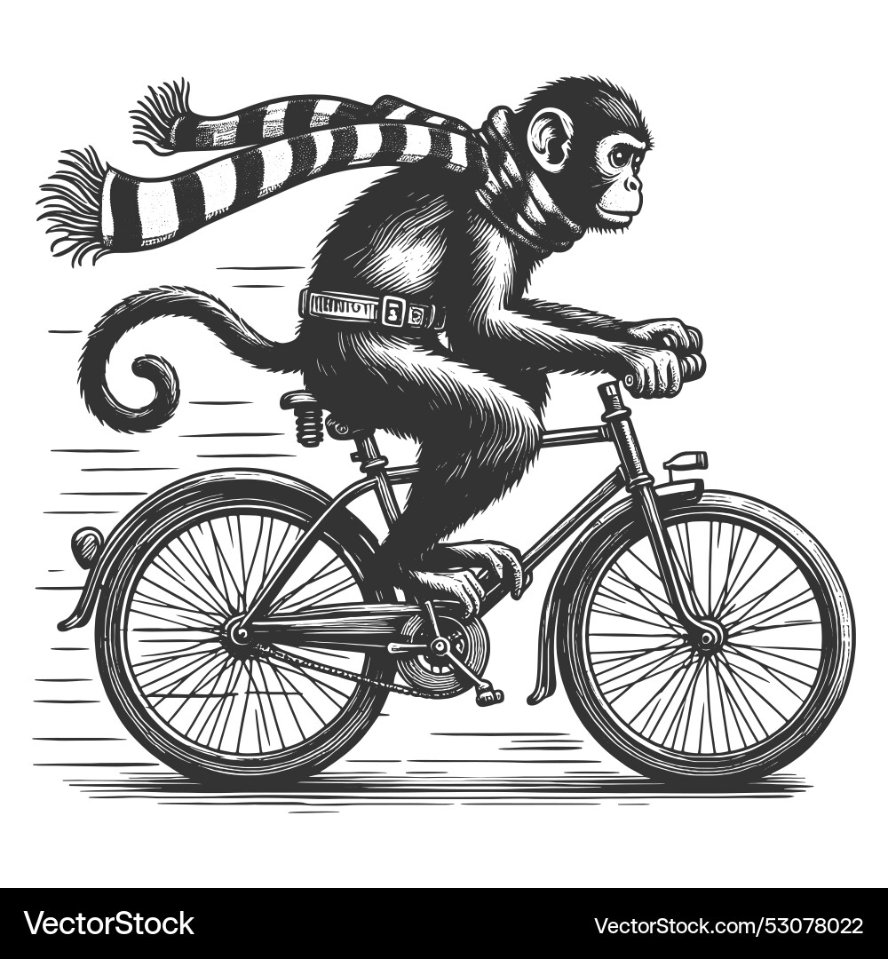 Monkey riding bicycle Royalty Free Vector Image
