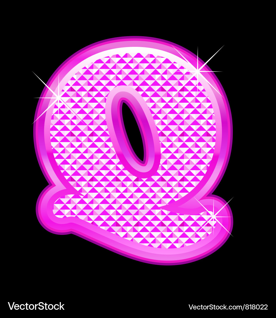 Pink Letter Q Sparkle Bling Royalty Free Vector Image