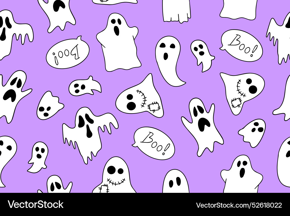 Seamless pattern of cute halloween ghosts Vector Image