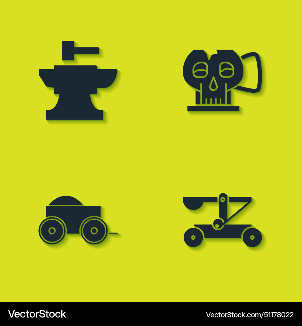 Set anvil for blacksmithing hammer catapult Vector Image
