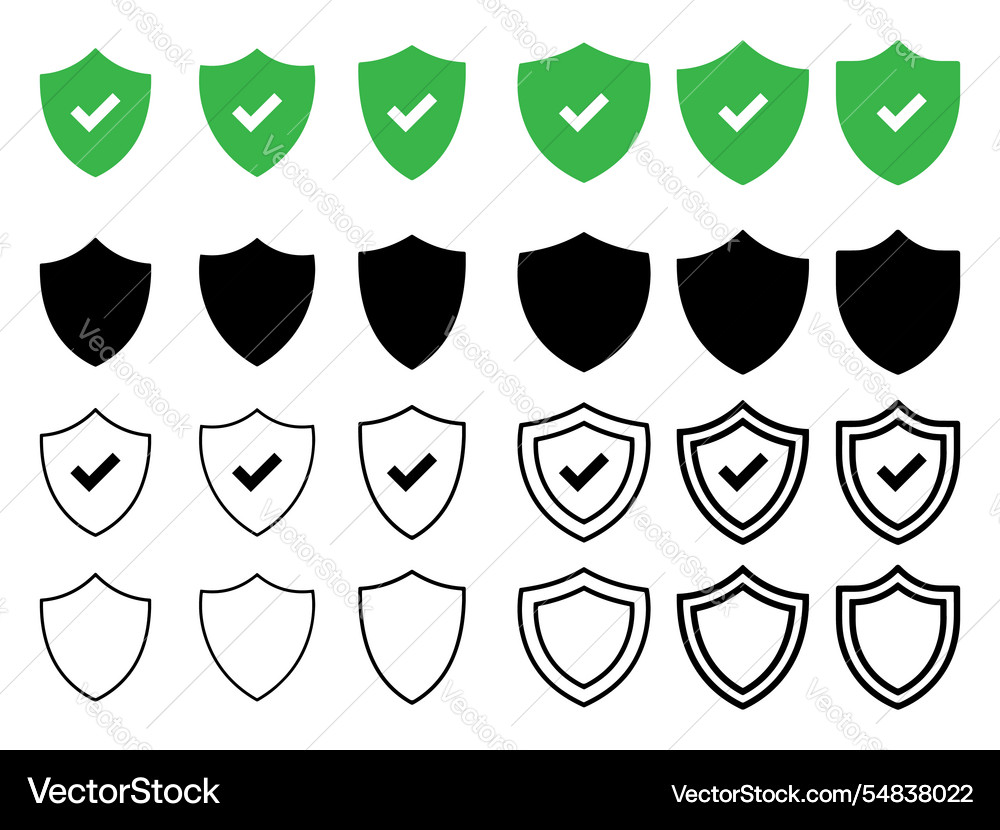 Shield icon set on white background Royalty Free Vector