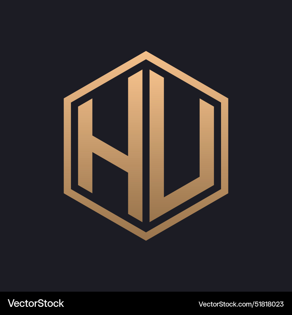 Elegant hexagon letter hu logo design initial Vector Image