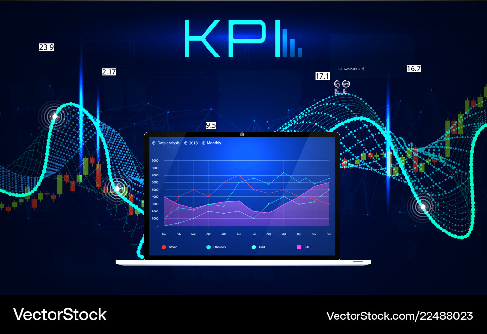 Kpi key performance indicators Royalty Free Vector Image