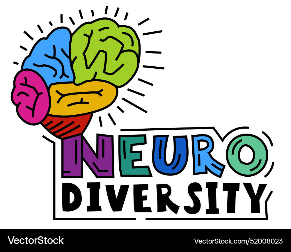 Neuro diversity lettering in a vibrant spectrum Vector Image