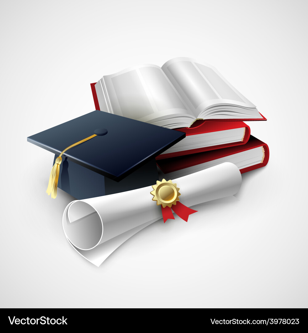 Objects for graduation ceremony Royalty Free Vector Image