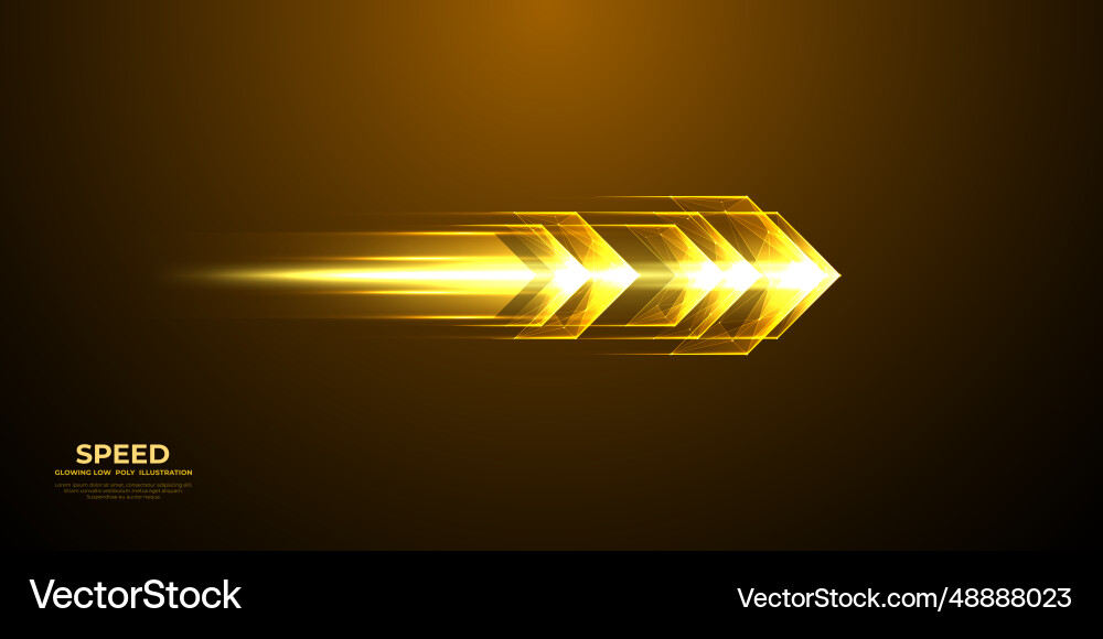 One abstract big glowing speed-up arrow on a dark Vector Image