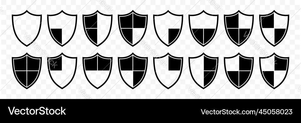 Protection shields set Royalty Free Vector Image