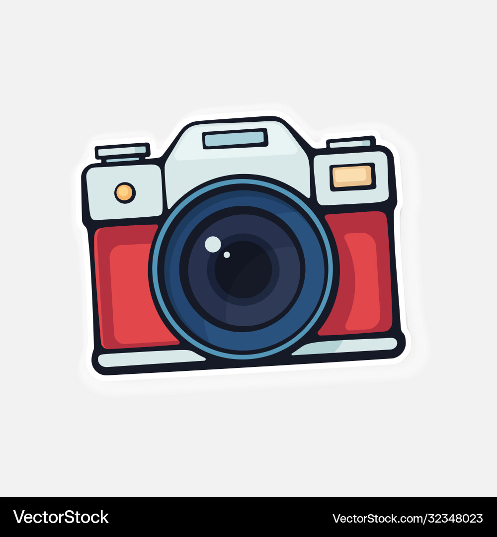 Retro Film Camera Sticker Royalty Free Vector Image