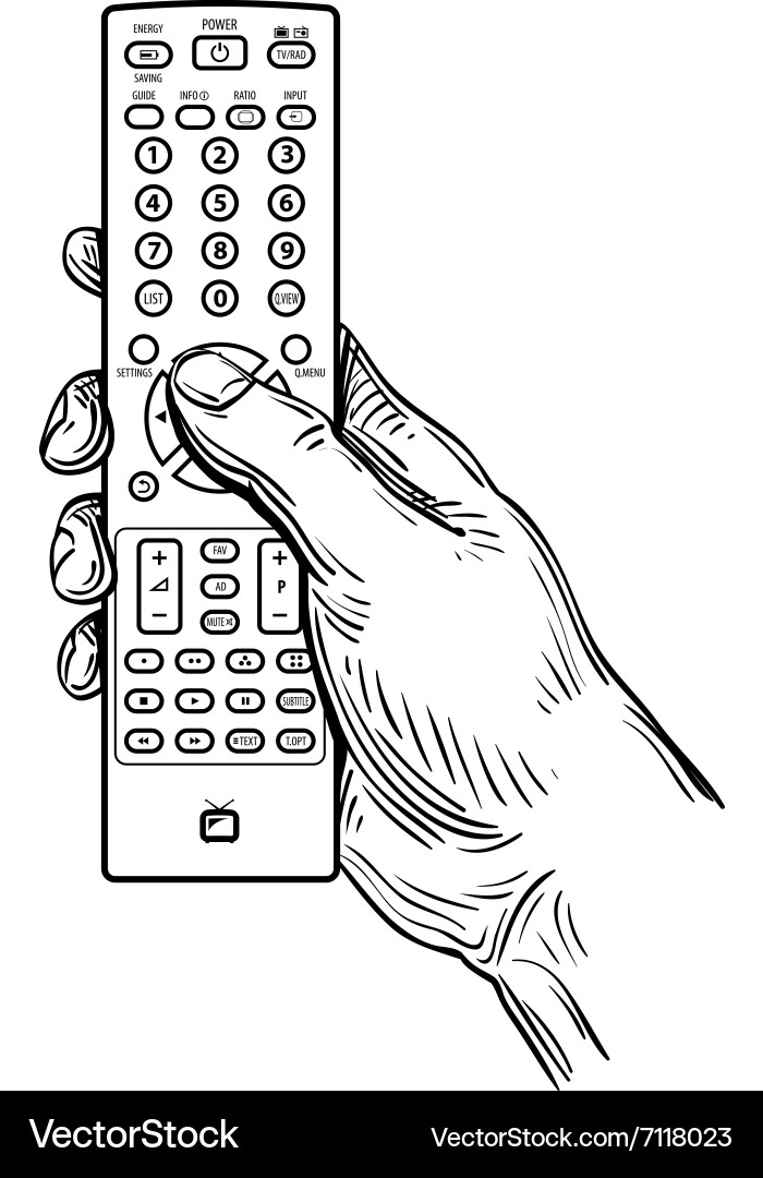 TV Remote Control in Hand Royalty Free Vector Image