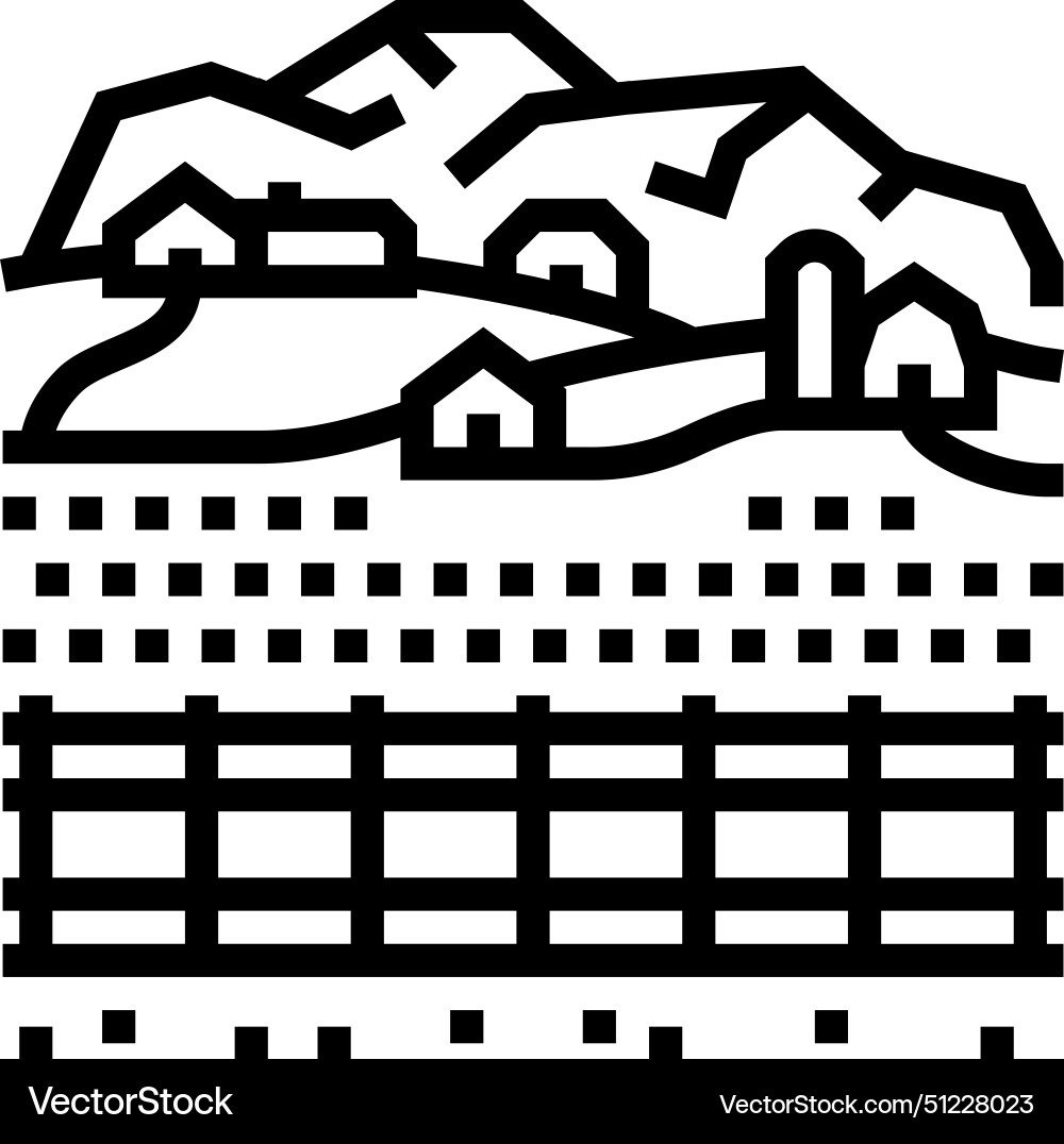 Village countryside line icon Royalty Free Vector Image
