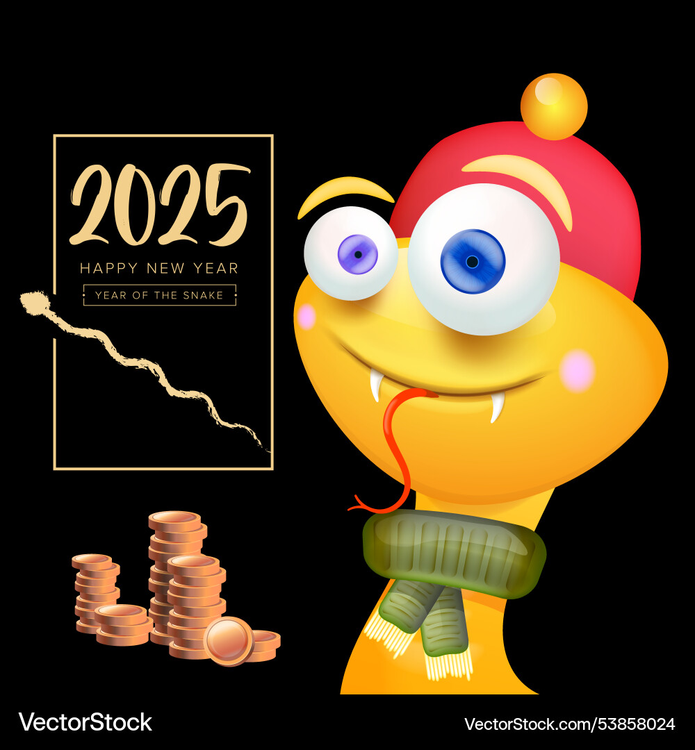 Cartoon happy chinese new year 2025 Royalty Free Vector