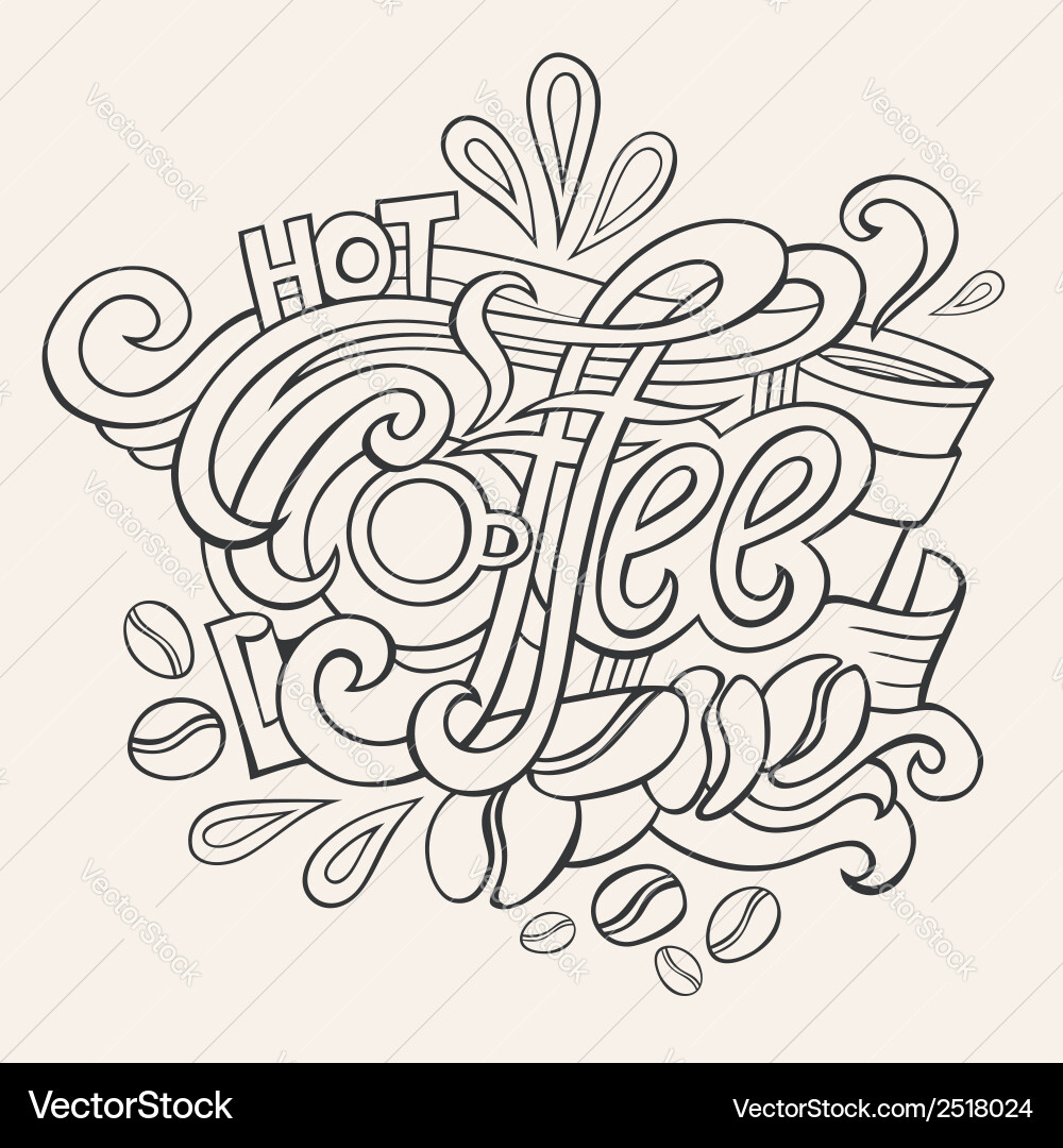 Coffee hand lettering sketch Royalty Free Vector Image