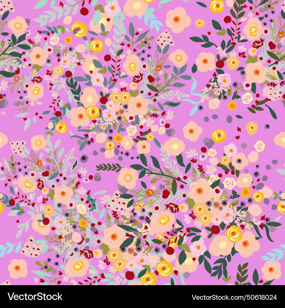Floral colorful pattern with rustic flowers Vector Image
