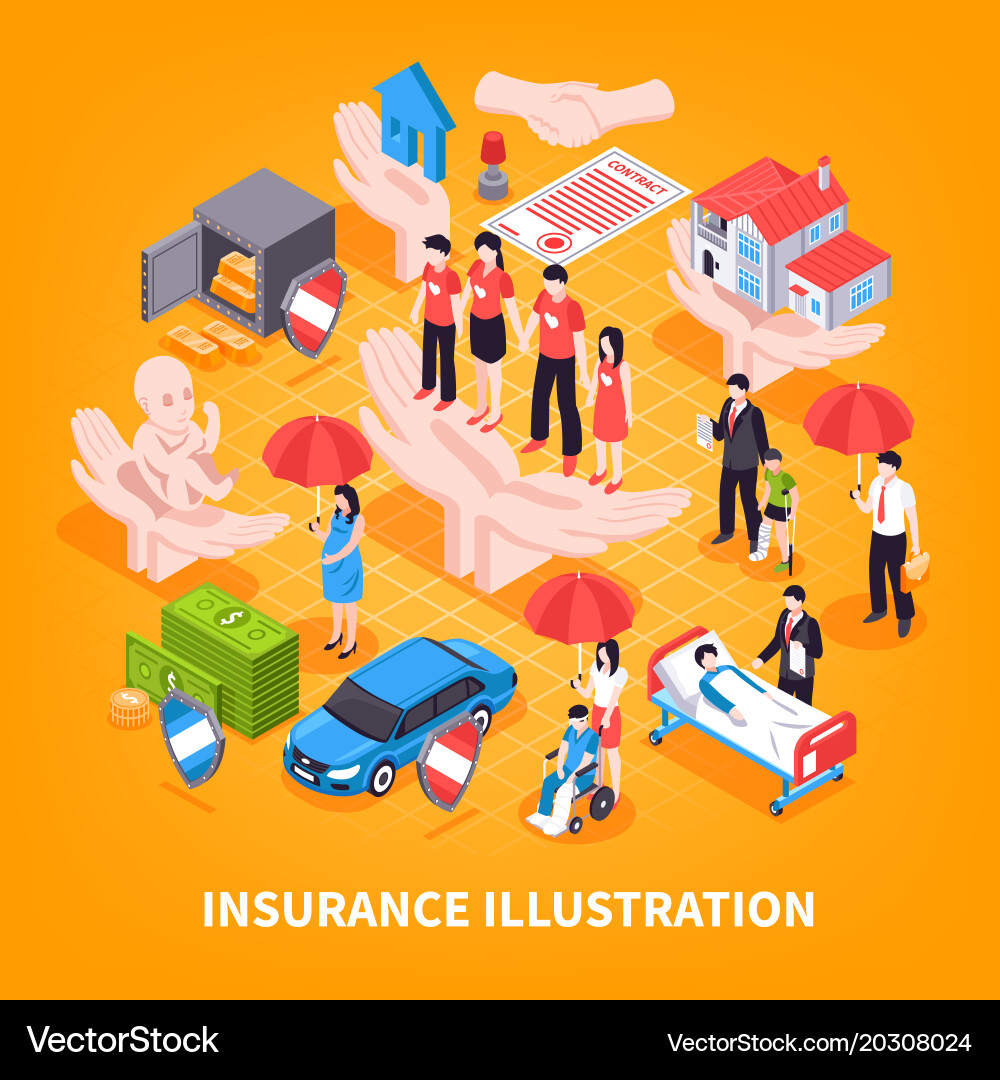 Insurance isometric Royalty Free Vector Image - VectorStock