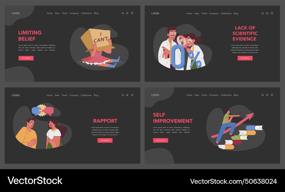 Neuro-linguistic programming steps set flat Vector Image Neuro-linguistic programming steps set flat Vector Image