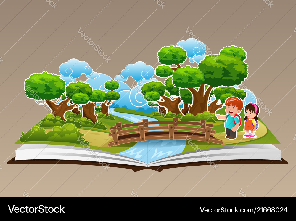 Pop up book with a forest theme Royalty Free Vector Image