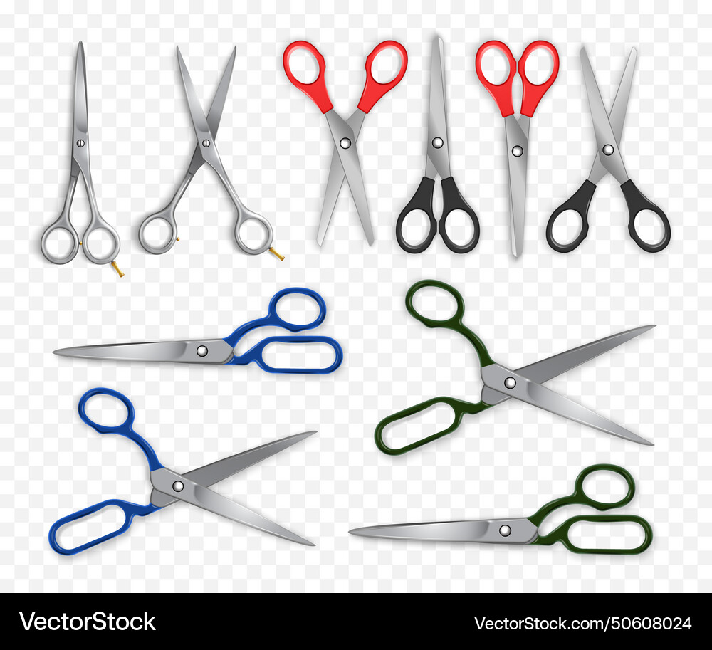 Scissors realistic set Royalty Free Vector Image