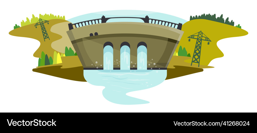 Water Dam Reservoir Royalty Free Vector Image - VectorStock