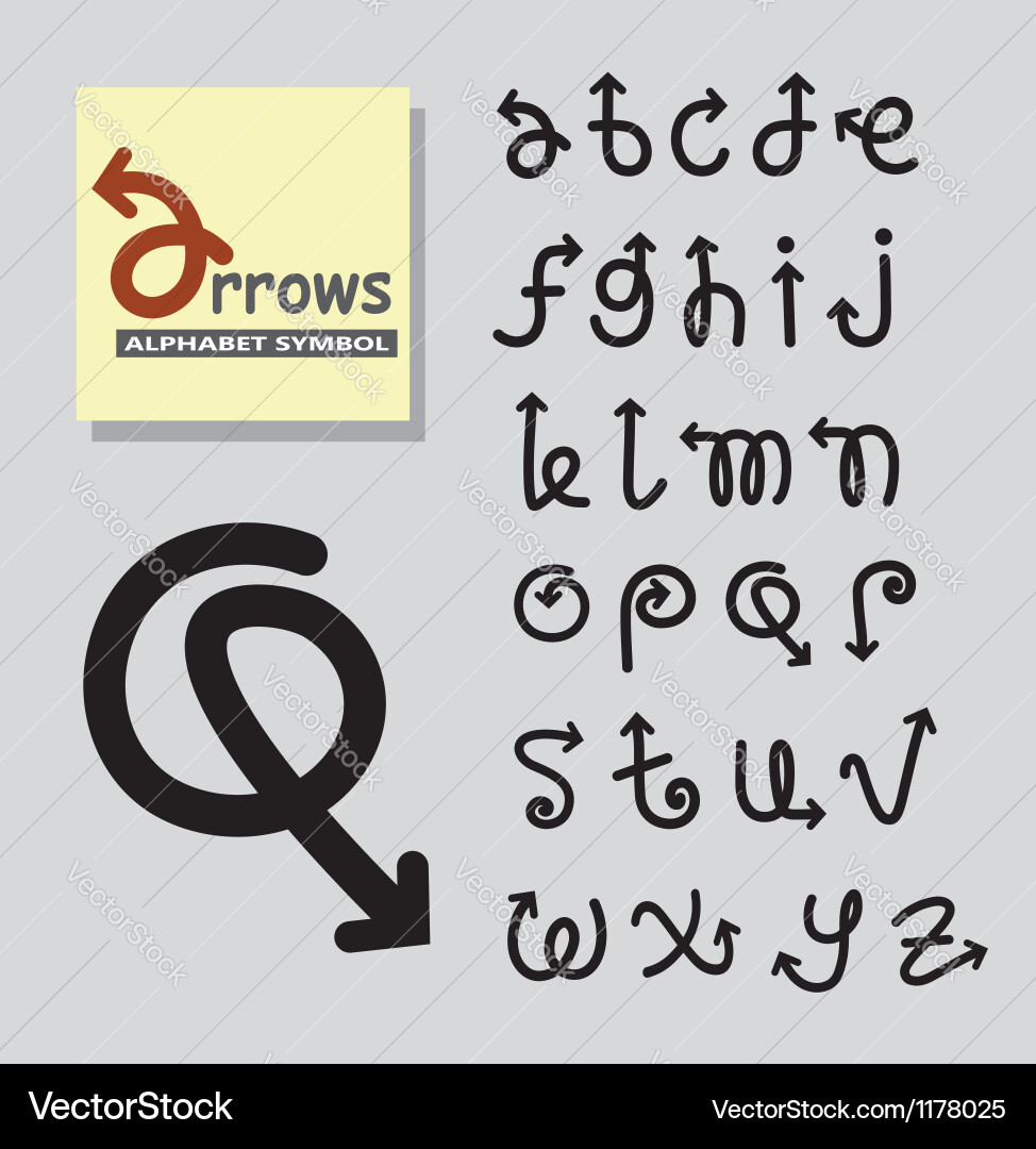 Arrows alphabet symbol Royalty Free Vector Image