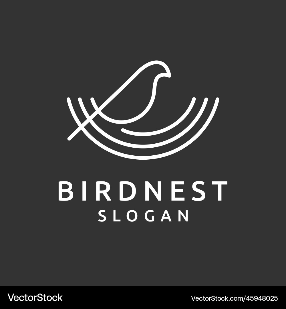 Bird nest logo with line art concept Royalty Free Vector