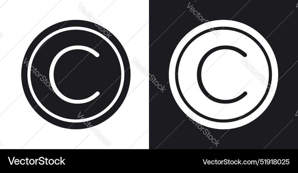 Copyright icon set in solid black and white color Vector Image
