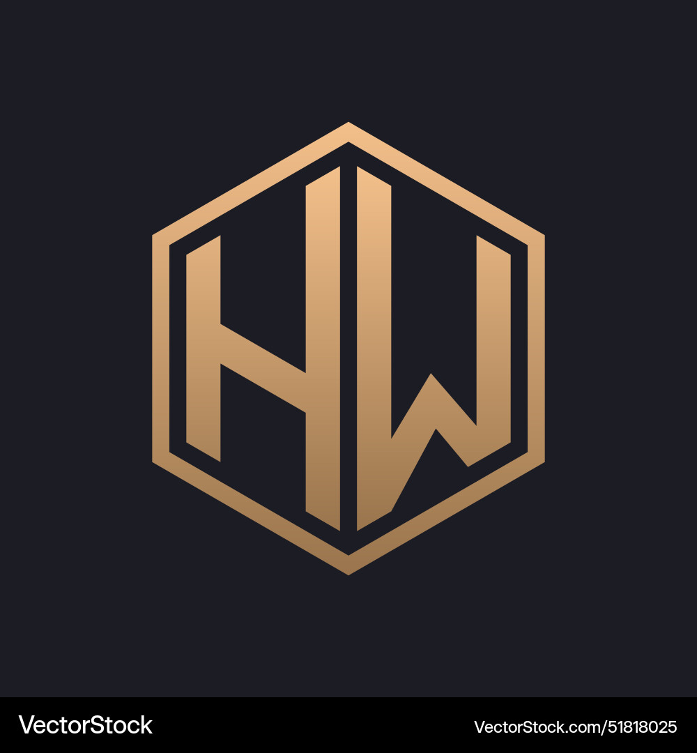 Elegant hexagon letter hw logo design initial Vector Image