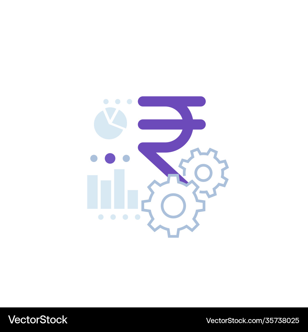 Financial icon with indian rupee Royalty Free Vector Image