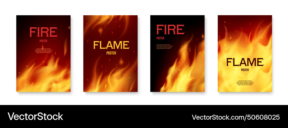 Fire posters set Royalty Free Vector Image - VectorStock