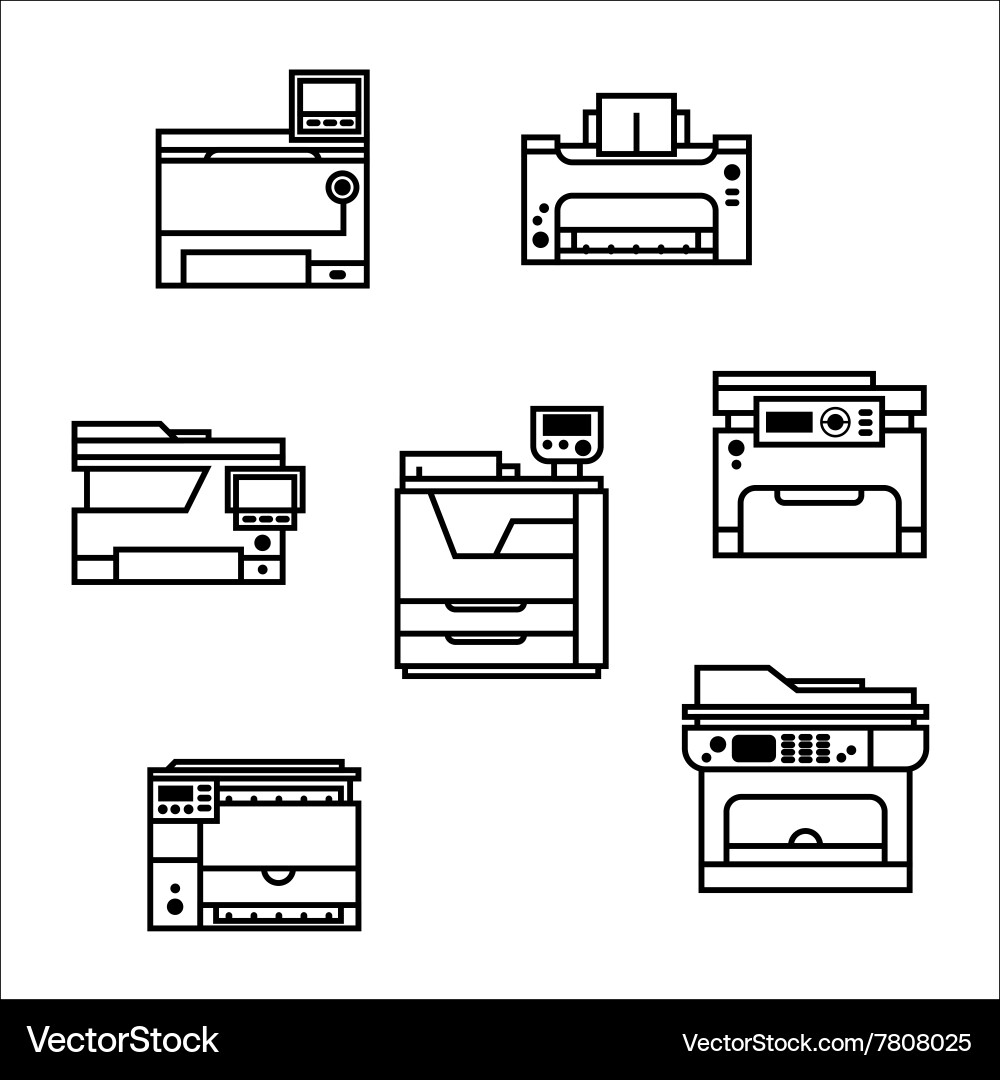 Printer icons Royalty Free Vector Image - VectorStock