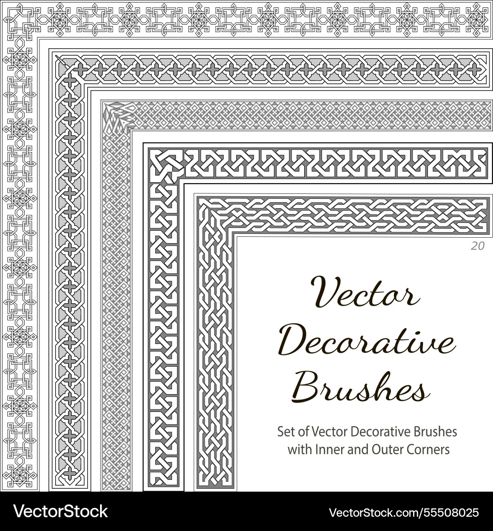 Set of decorative color brushes Royalty Free Vector Image
