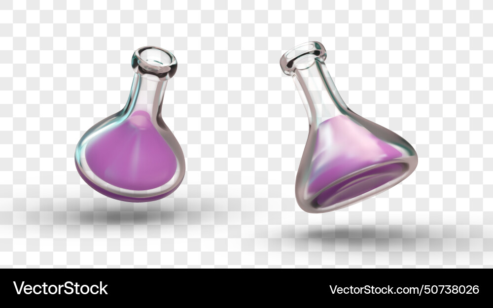 3d triangular round flask with narrow neck Vector Image