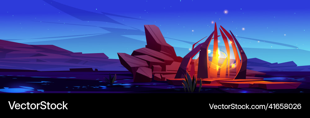 Alien world with magic portal in stone frame Vector Image